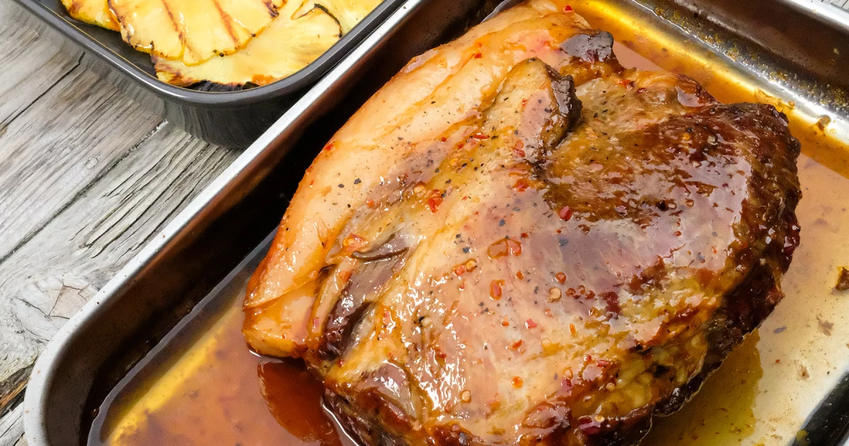 Spiering Duke of Berkshire traag gegaard in de oven met gegrilde ananas ...